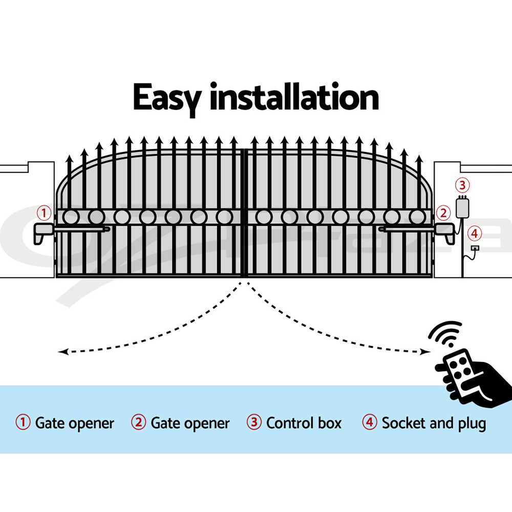 LockMaster Automatic Electric Gate Opener Double Swing Remote Control ...