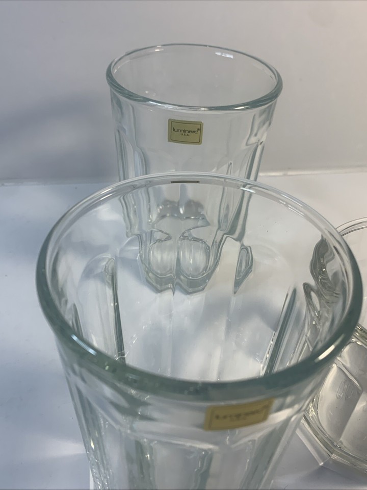 NEW 6 Luminarc Working Glass Heavy Duty 10 Panel Glasses 3 each 21 oz ...