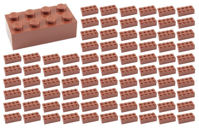 ☀️100 NEW LEGO 2x4 REDDISH BROWN Bricks (ID 3001) BULK Parts star wars ...
