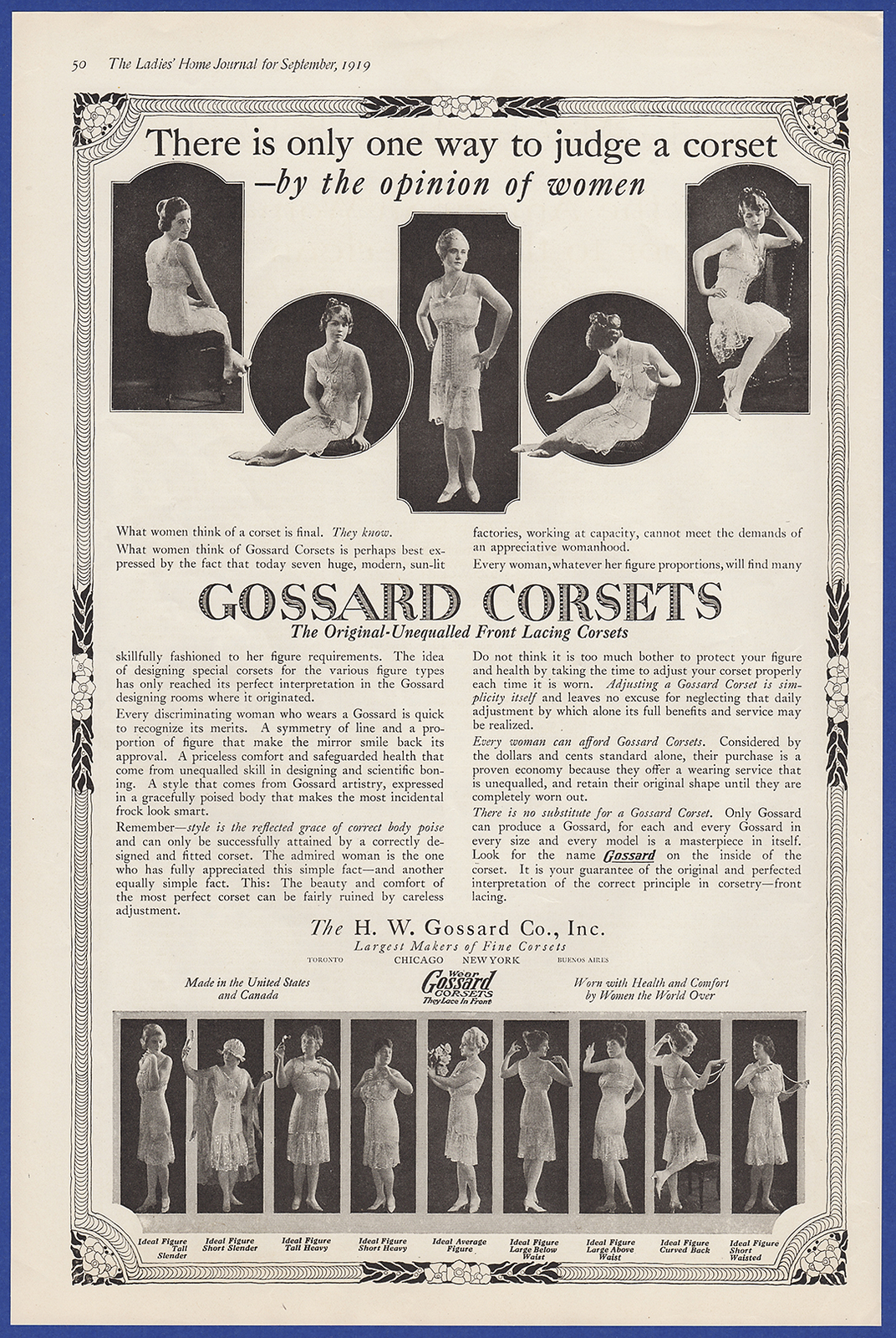 Vintage 1919 GOSSARD CORSETS Front Laced Women's Fashion Ephemera Print ...