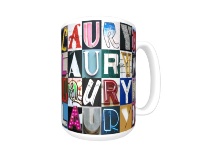 LAURYN Coffee Mug / Cup featuring the name in photos of sign letters | eBay