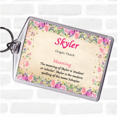 Skyler Name Meaning Bag Tag Keychain Keyring Floral | eBay UK