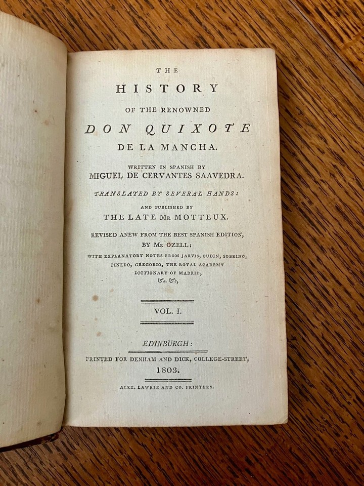 CERVANTES. DON QUIXOTE. 1803. Scarce Edinburgh Edition. 4 Vols. Leather ...