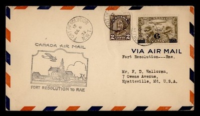DR WHO 1932 CANADA FIRST FLIGHT FT RESOLUTION NWT TO RAE ARCTIC M43108 ...