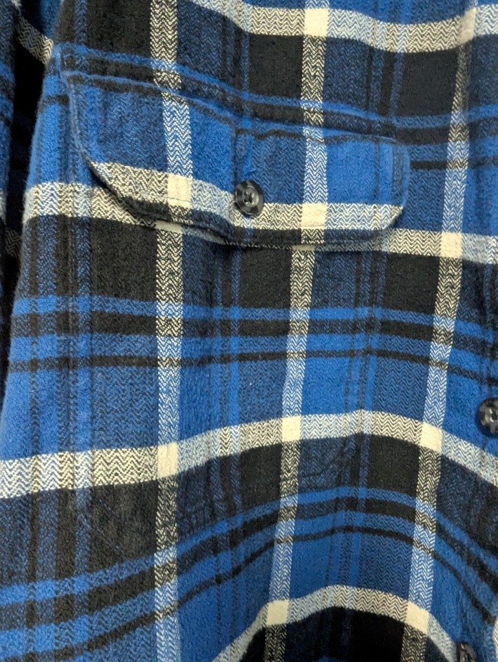 Woolrich Vintage Heavy Flannel Cotton Plaid Button Down XXL Blue Elbow ...