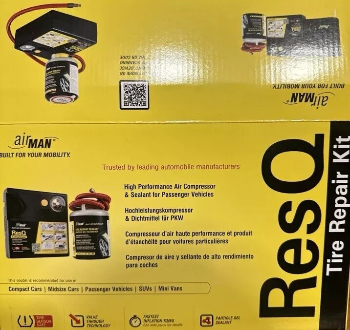 AirMan ResQ Tyre Repair Kit | Portable Compressor & Sealant for Car ...