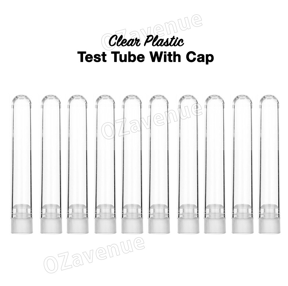 Clear Plastic Test Tube Set with Push Caps Sample Containers Vials 12 ...