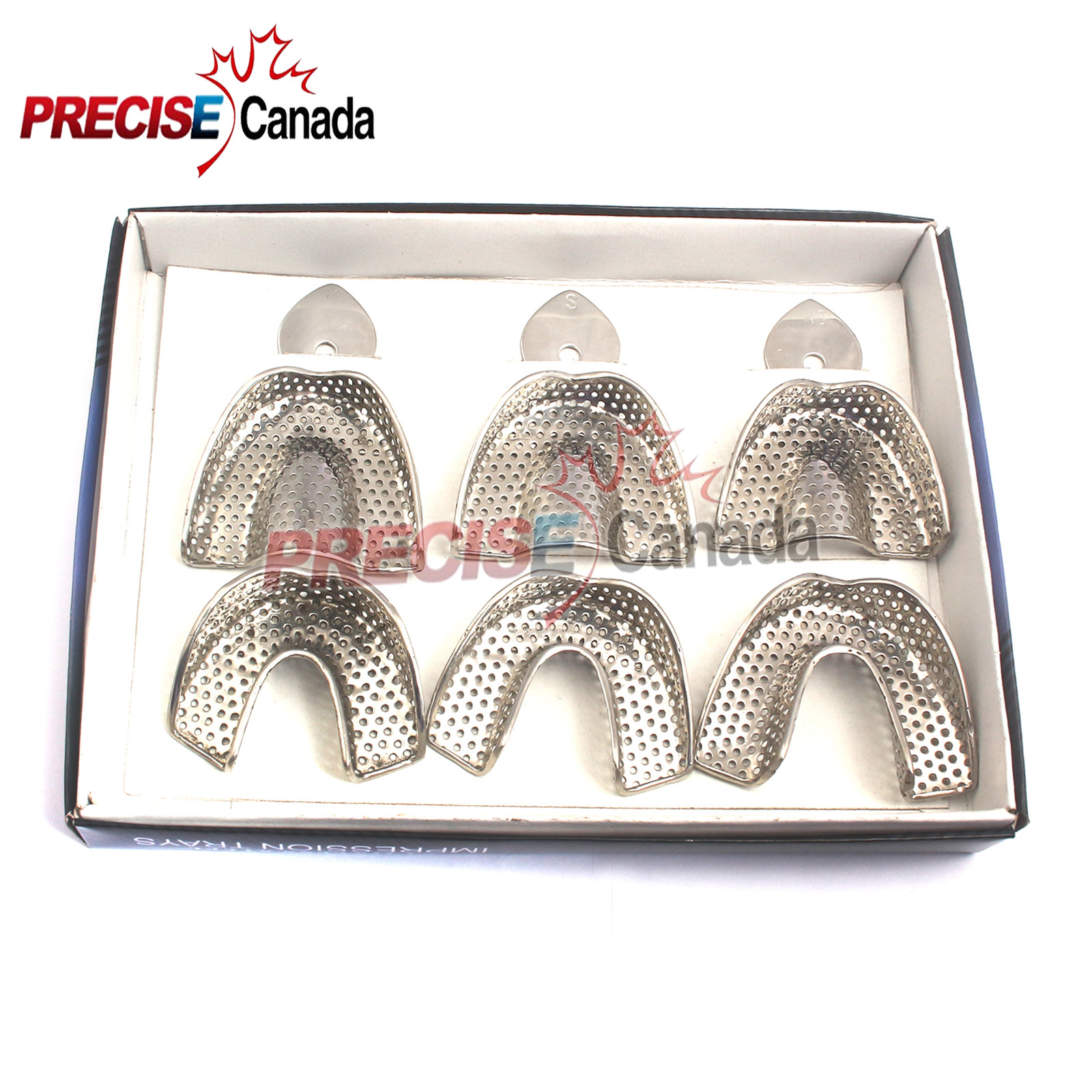 Set of 6Pcs St/Steel Ortho Perforated Impression Trays S M L ...