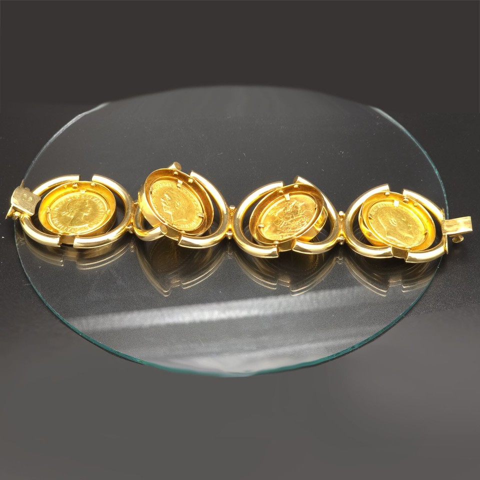 18K Gold British Full Sovereign Coins Bracelet | Bezel Set | eBay