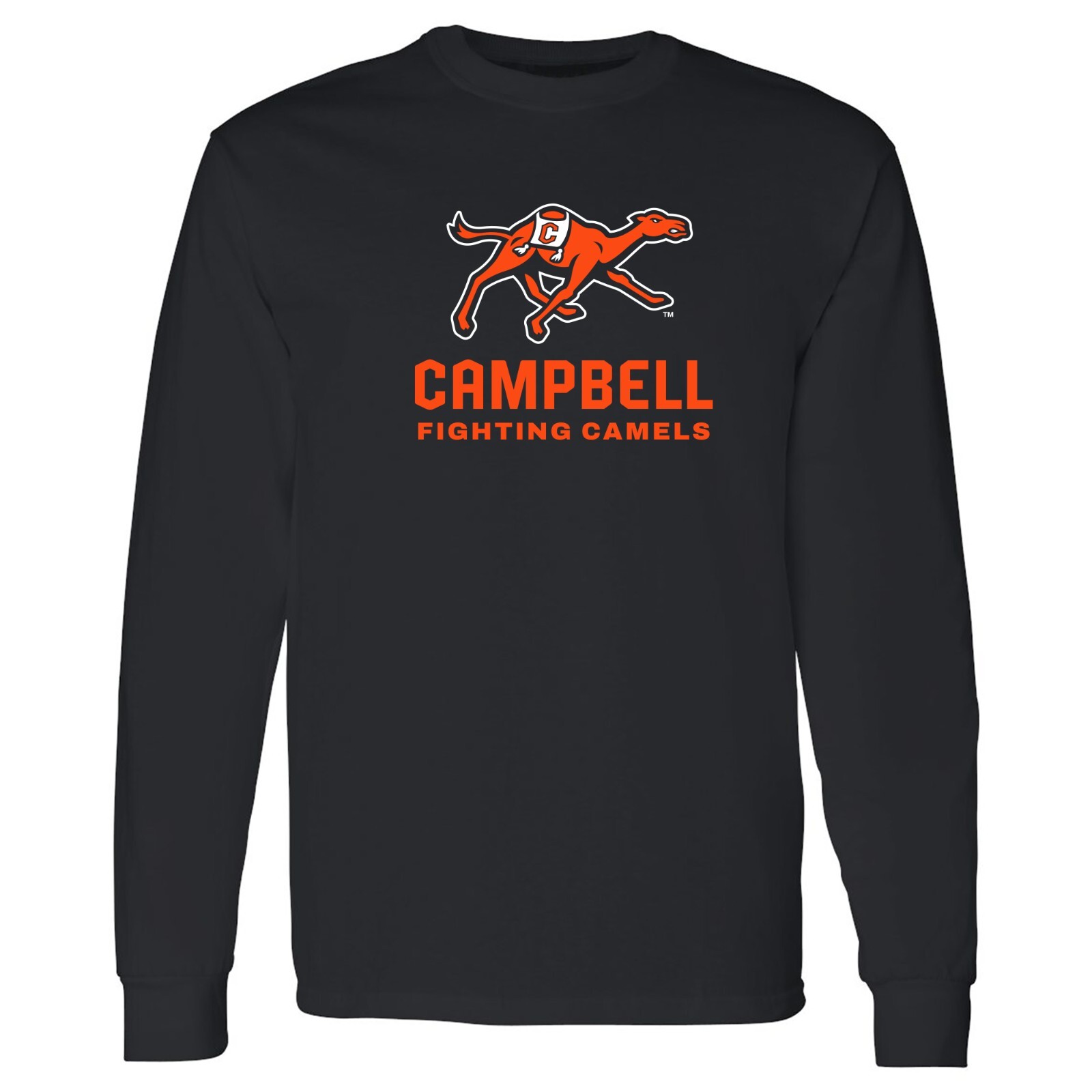 Campbell University Fighting Camel Primary Logo Long Sleeve - Black | eBay
