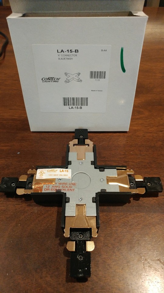 Brand New-ConTech Track Lighting LA-15-B - 4-way X Connector - Black ...