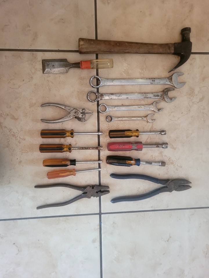 Vintage Hand Tools Lot Forged Wrenches, Cutters, Hammer, Nut Drivers ...
