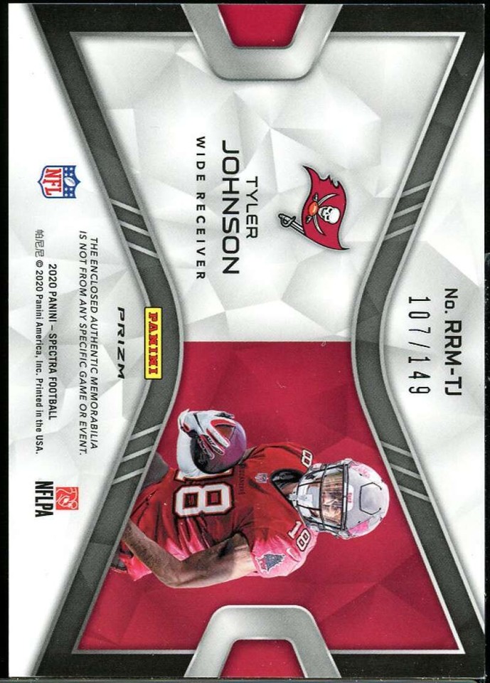 Tyler Johnson Rookie Card 2020 Panini Spectra Rising Rookie Materials # ...