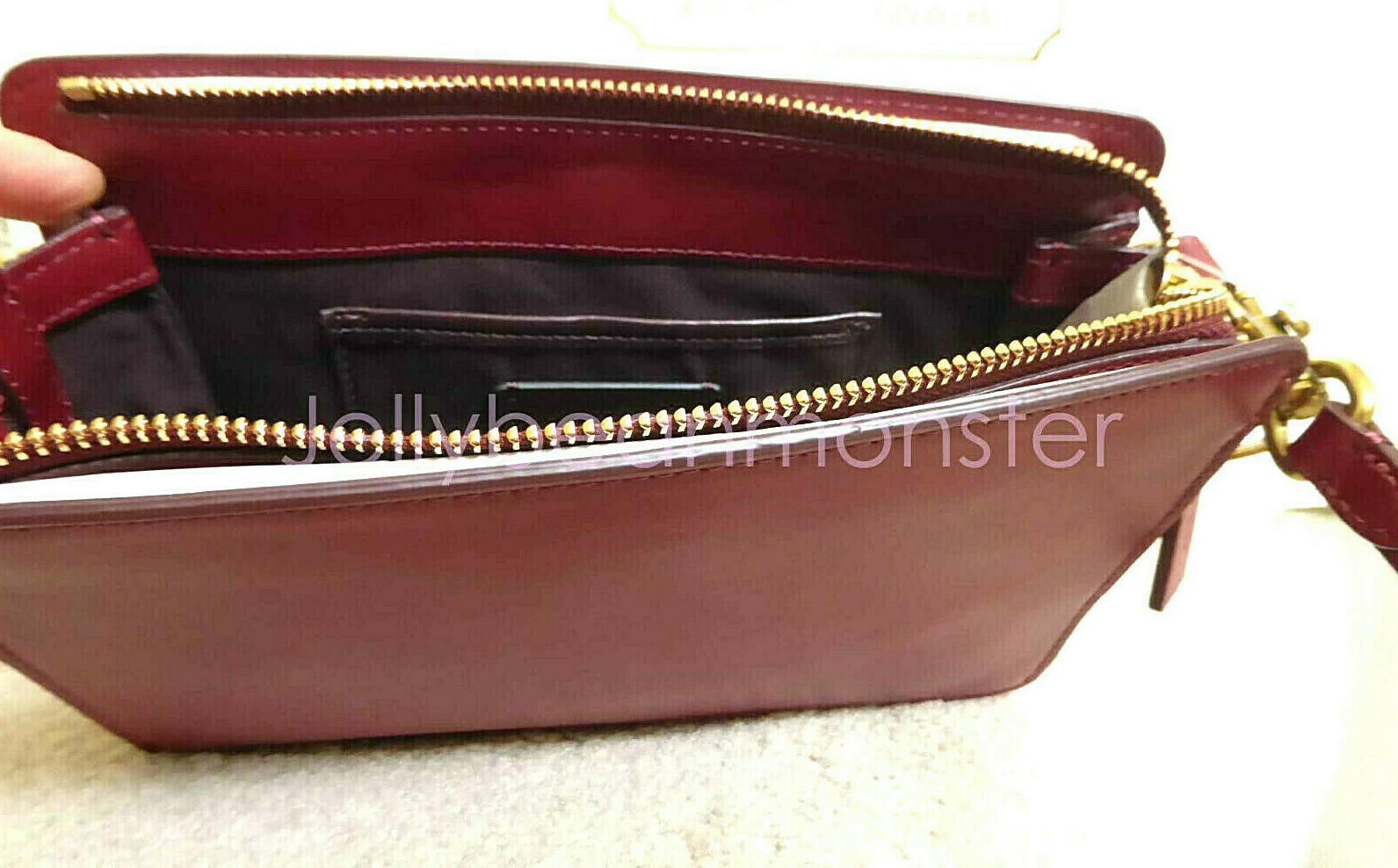 COACH 78801 Signature Chain Leather Crossbody Shoulder Bag Deep Red NEW ...