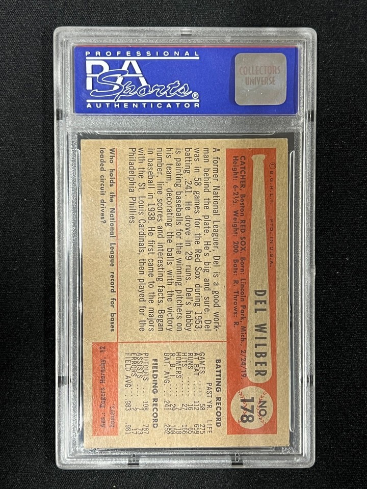 1954 Bowman #178 Del Wilber PSA 4 | eBay