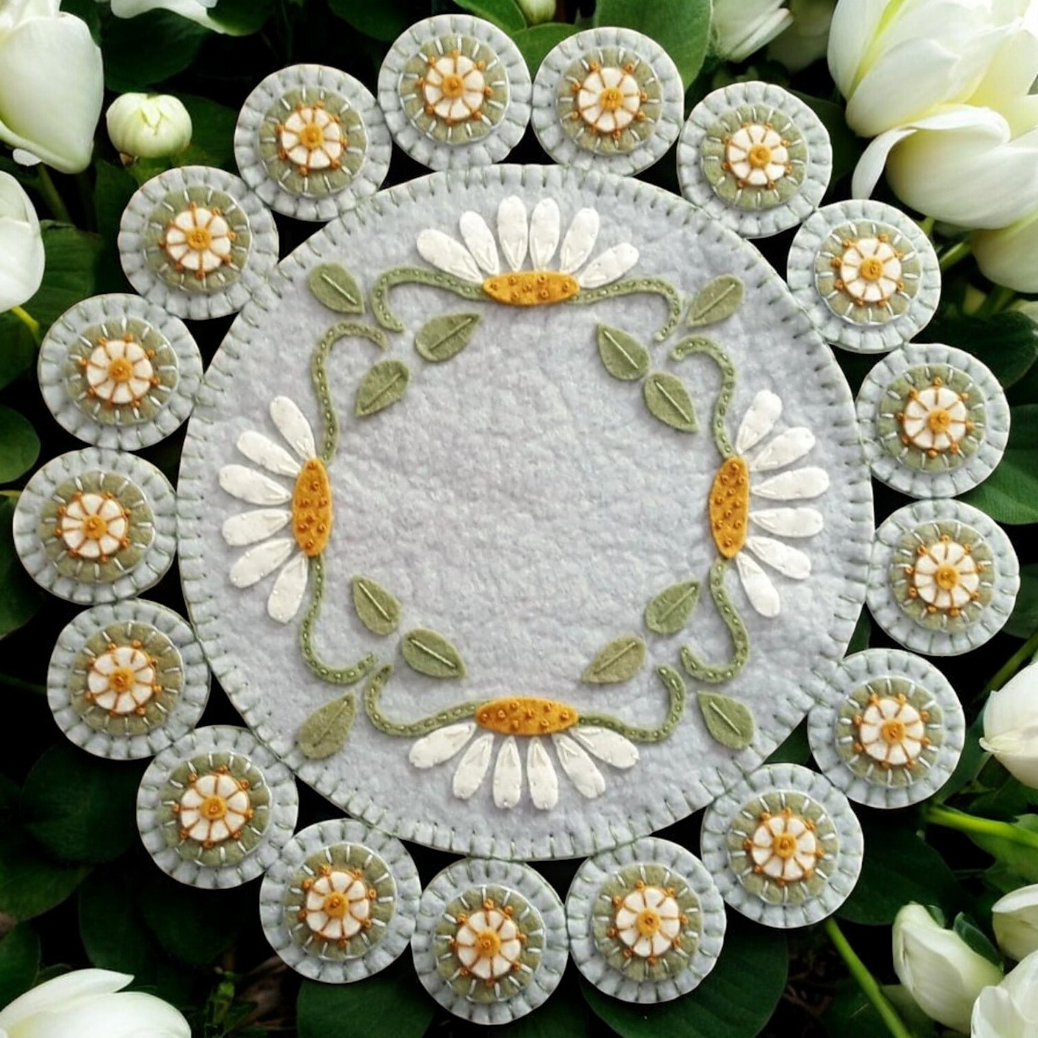 Summer Breeze Pre-Washed Wool Blend Felt Penny Rug Kit Candle Mat