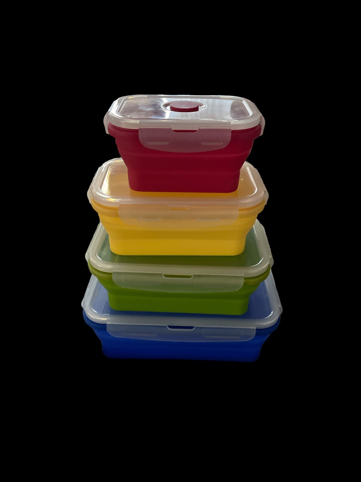 Set of 4 Collapsible Silicone Food Storage Containers,Microwave safe ...