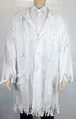 Zombie Doctor Lab Coat Costume S L XL Haunted House Insane Asylum Psych ...