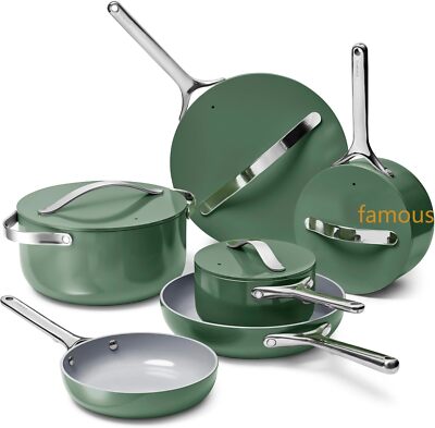 Caraway Deluxe Nonstick Ceramic Cookware Set (16 Piece) Pots, Frying ...