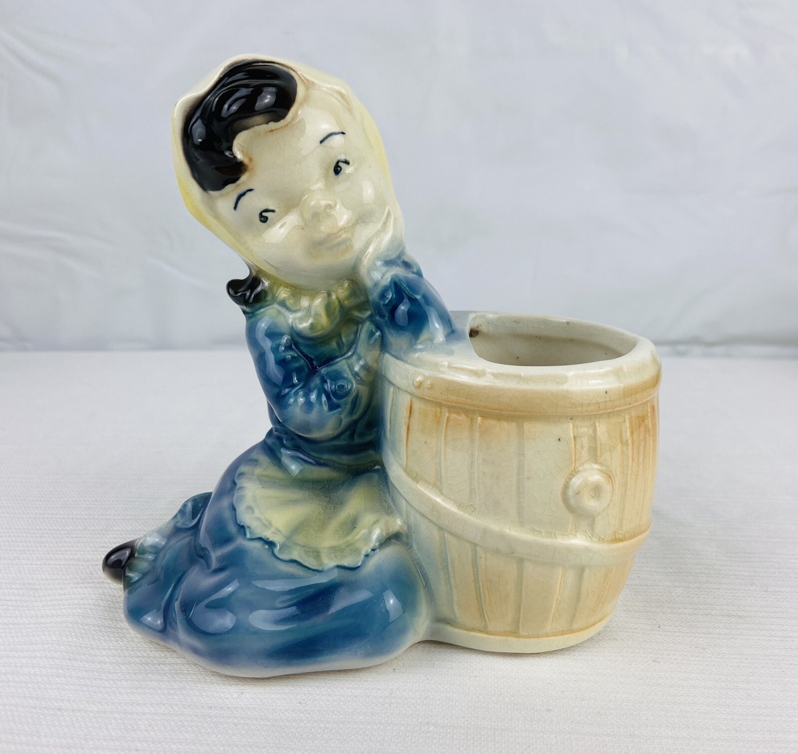 Vintage 1930s Royal Copley Pottery Planter Dish Girl Daydreaming ...