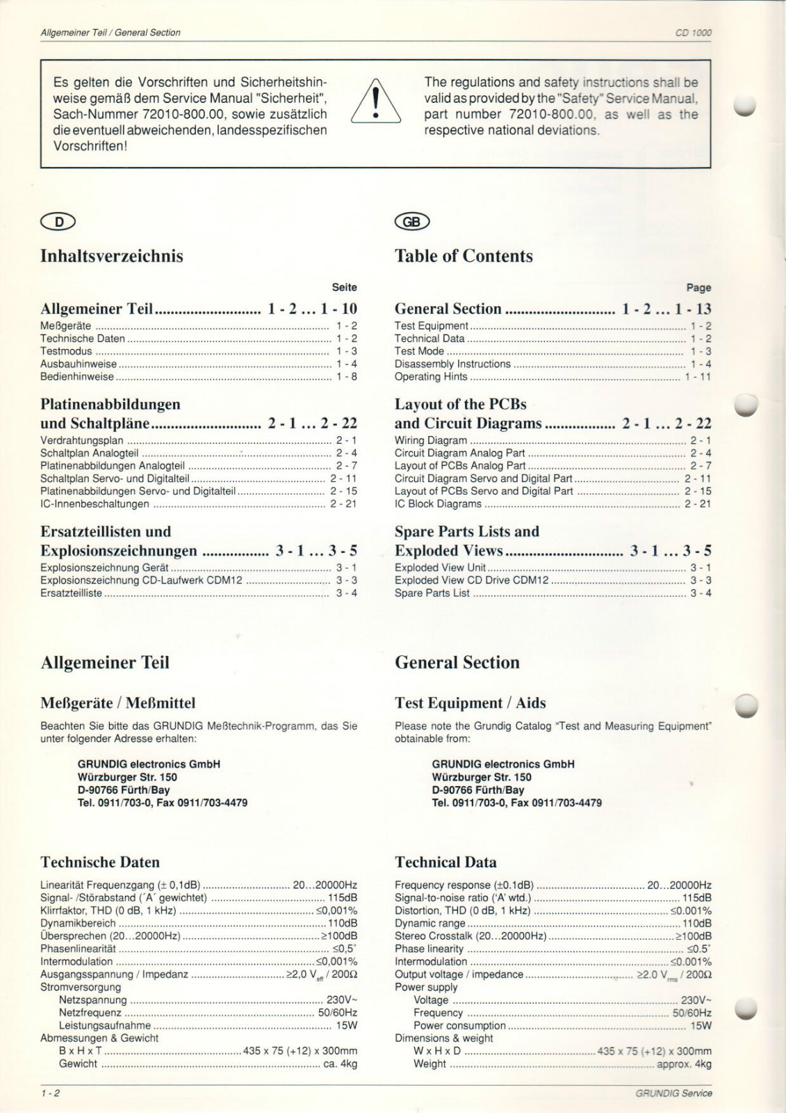 GRUNDIG - CD 1000 - Service Anleitung Manual - B2287 | eBay.de