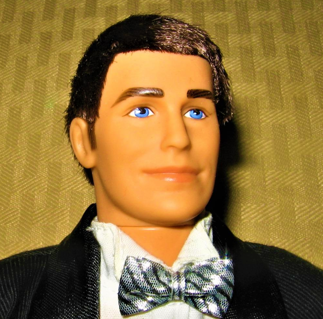 VINTAGE 90s MATTEL BARBIE KEN DOLL FULL ARTICULATED TUXEDO KEN & ROSE ...