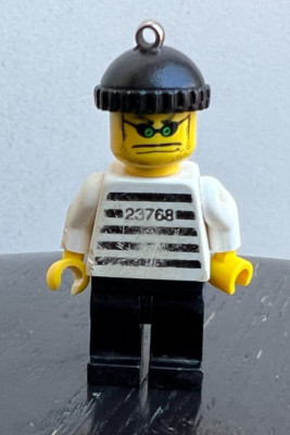 Rare 1990 Lego Minifigure Keychain Brickster Burglar Criminal Inmate ...