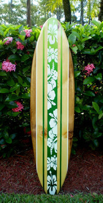 Green Tropical 4 foot Surfboard Decor Wall Art- Customizable Wooden ...