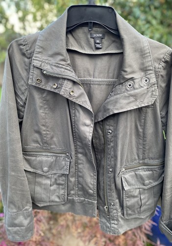 J.CREW Utility Jacket Full Zip Up Snap Women Size XS Dark Gray Long ...