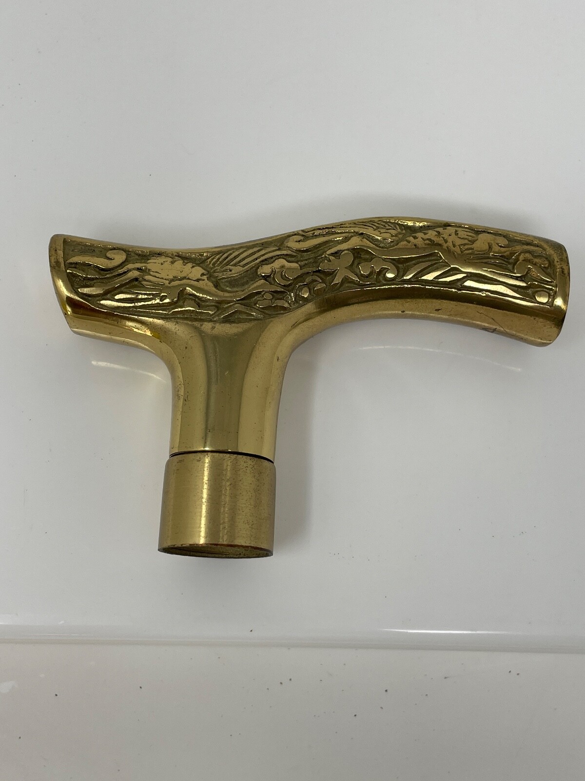 Vintage Brass Derby Head Cane Handle - Gem
