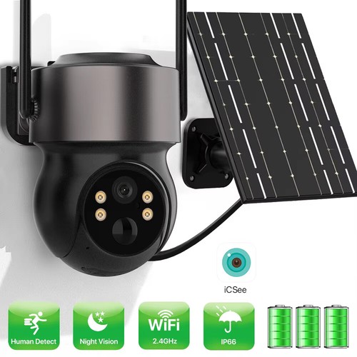 2MP icsee WIFI Wireless Solar Powered Camera Security Home Camera ...