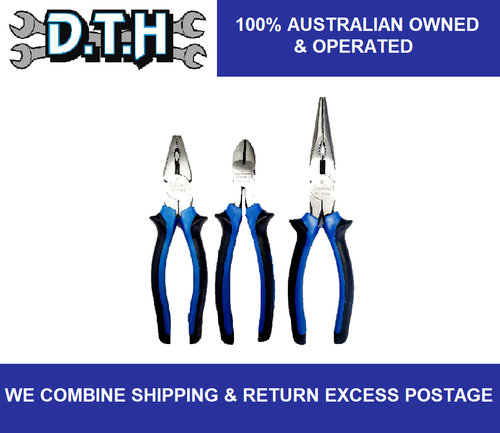 BERENT 8'' (200MM) 3 PIECE PLIER SET LONG NOSE, COMBINATION, DIAGONAL ...