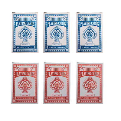 Economy Playing Cards - 6 Decks (Red and Blue Decks) 2.3/8 inches by 3. ...
