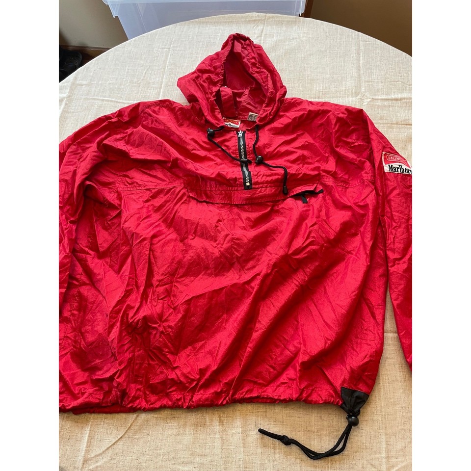 Marlboro Unlimited Red Anorak Jacket Hooded Pullover Nylon XL | eBay