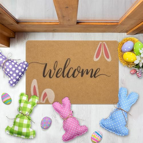 Easter-Decorative-Welcome-Doormat Easter Bunny Door Mat Non Slip Coir ...