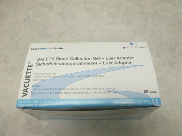 Greiner Bio-One 450096 23 Gauge 3/4 Needle 12 Inch Tubing Winged Safety ...