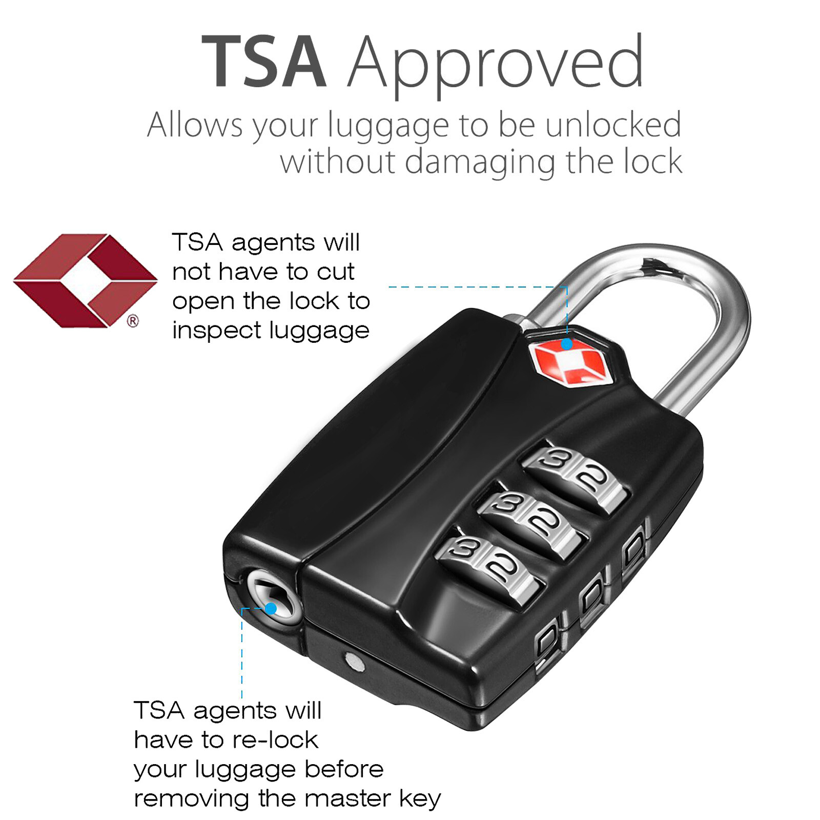 TSA Approved Combination Lock PadLock Locker Locks Security Suitcase ...