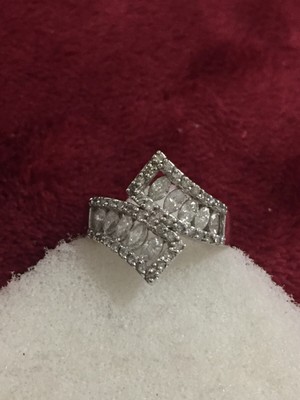 14kt White Gold Middle Finger Diamond Ring Not Scrap Size 7 Marquee ...