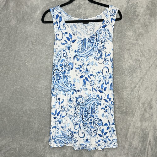 Agnes & Dora XXL 2X Tank Top Shirt Blue Paisley Sleeveless Scoop Neck ...