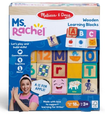 MS. RACHEL Melissa & Doug WOODEN LEARNING BLOCKS Letters & Numbers 2024 ...
