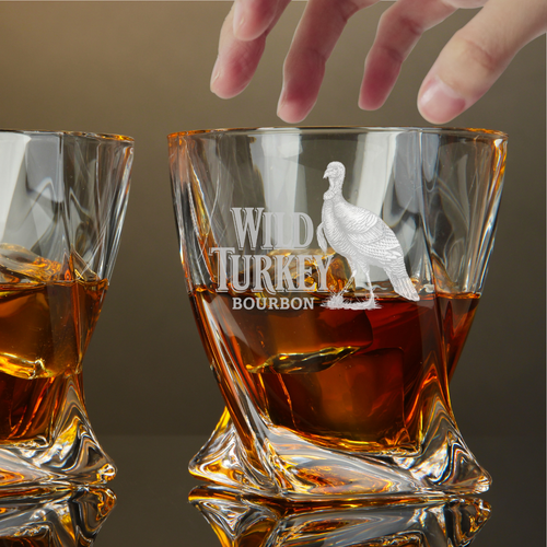 Custom Engraved Wild Turkey Bourbon Whiskey Glass 10 oz Twisted Rocks ...