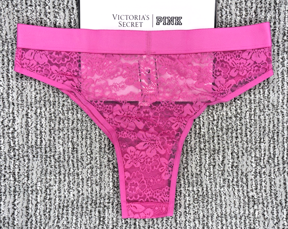 Victoria's Secret PINK NWT XXL Pink Lace Brazilian Panty Bling Spellout ...