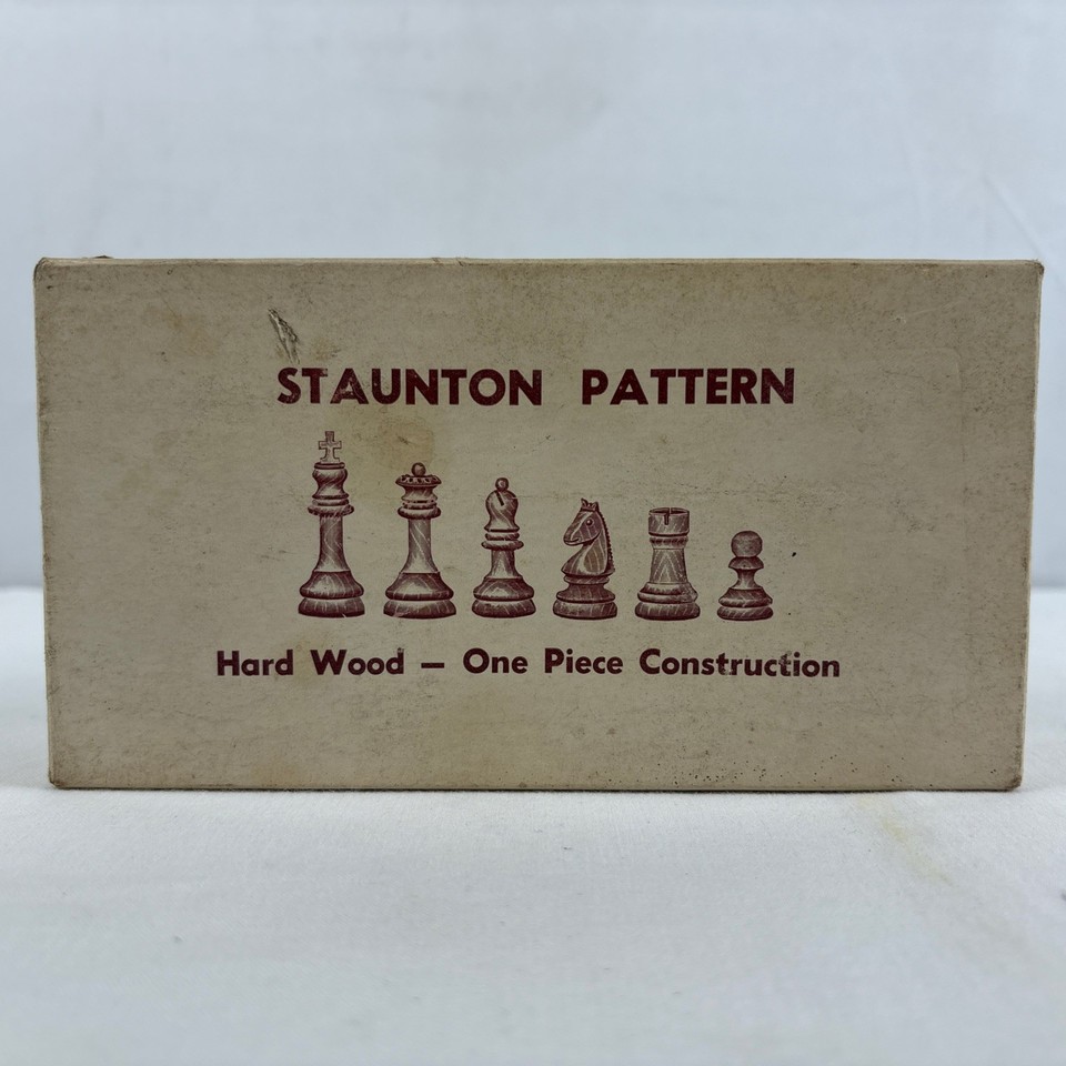 Vintage 1973 Staunton Pattern Hard Wood One Piece Construction Full Set ...
