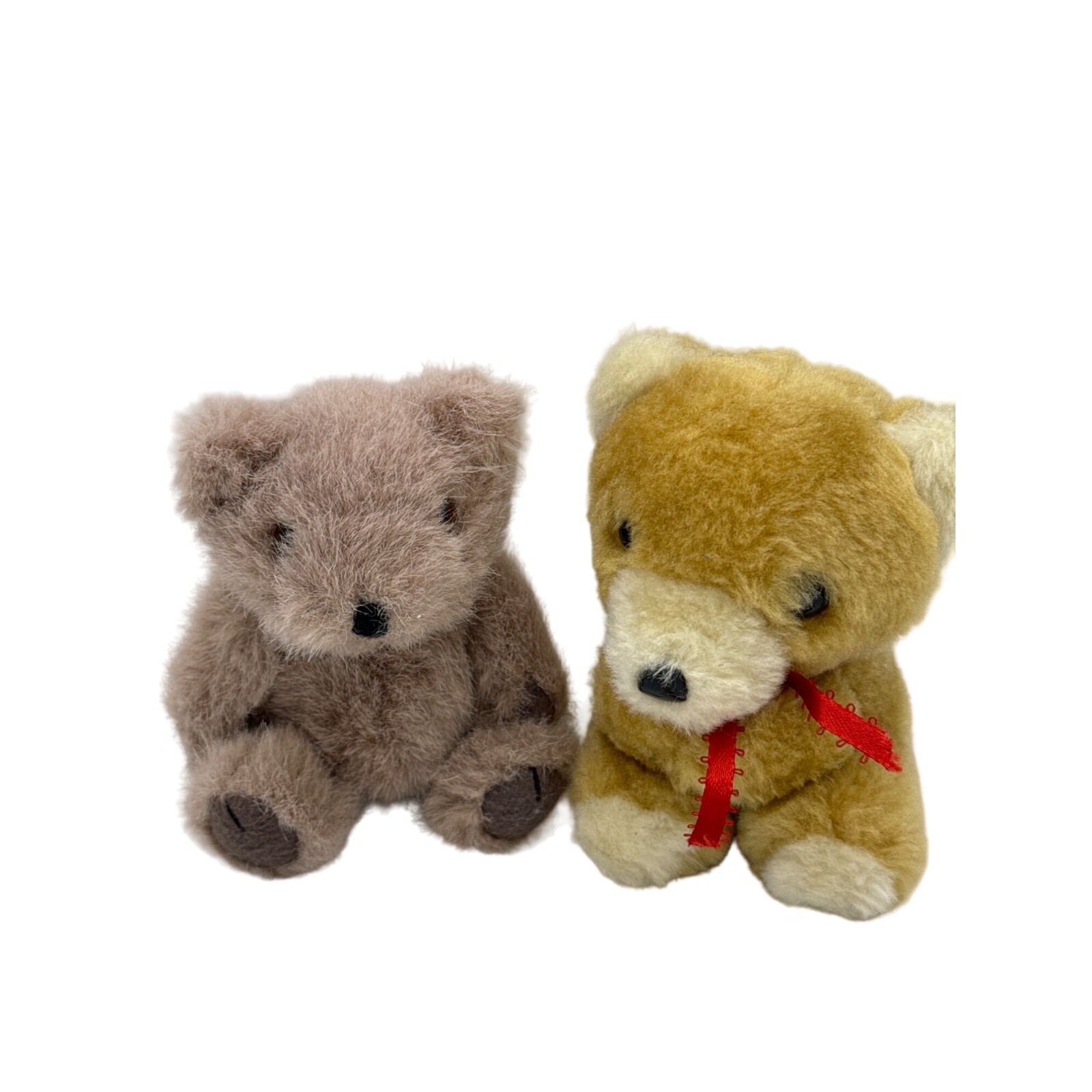 Set of 2 Mini Brown Bears Stuffed Animal Plush 1- articulated and 1 ...