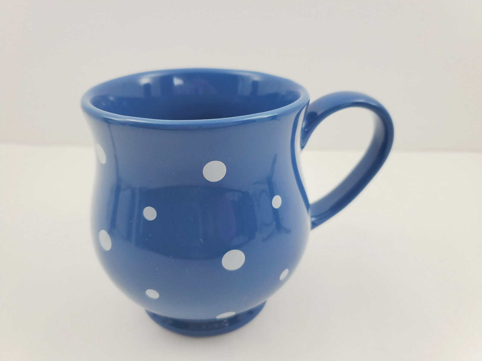 TEMPTATIONS BY TARA Blue 16 oz Coffee Mug White Polka Dots Gift Box NEW ...