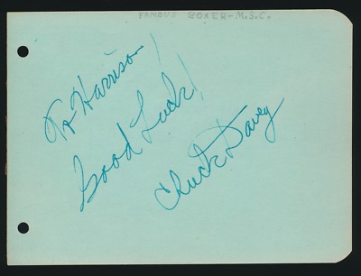 CHARLES "CHUCK" DAVEY (Boxer 42-5 Career Record) -Autograph Album Page ...