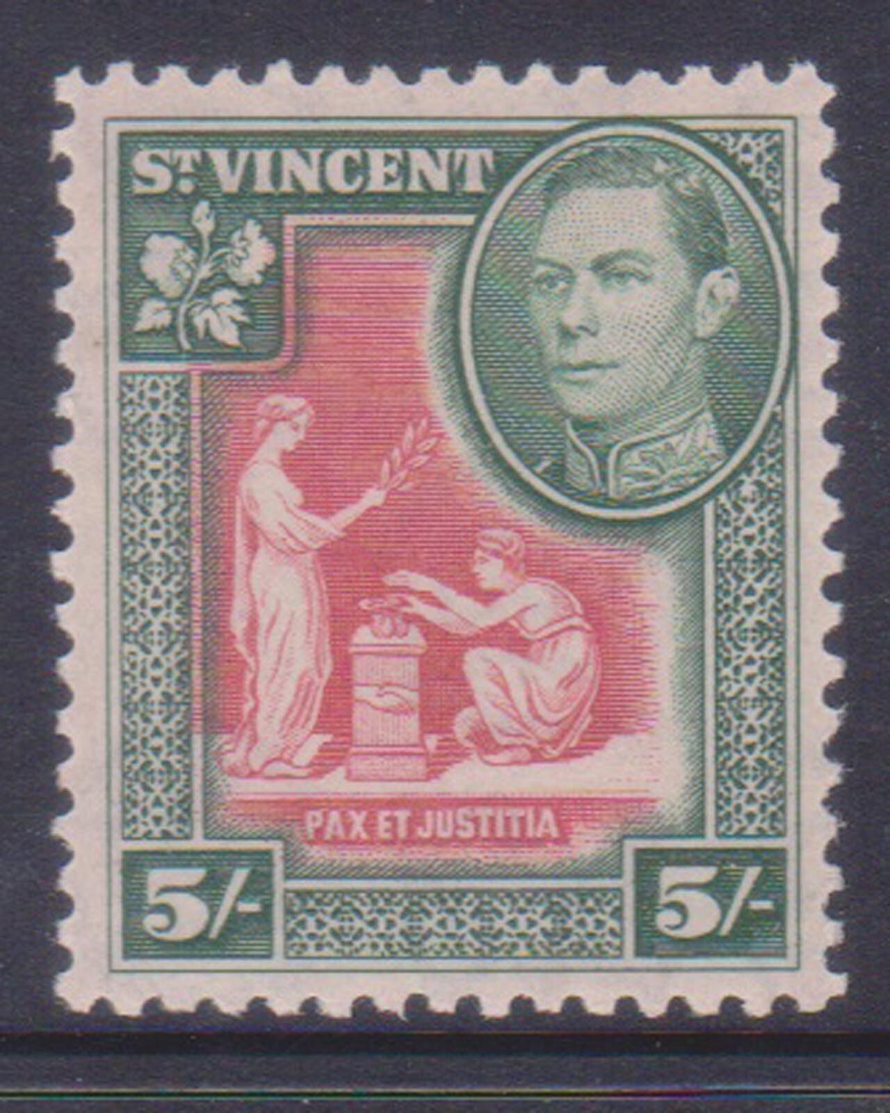 (F178-22) 1938 St Vincent 5/- KGVI stamp MUH (V) (AY57) | eBay