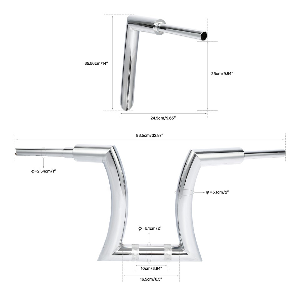 14" Rise 2'' Ape Hanger Handlebar Fit For Harley Softail Fatboy Chrome ...