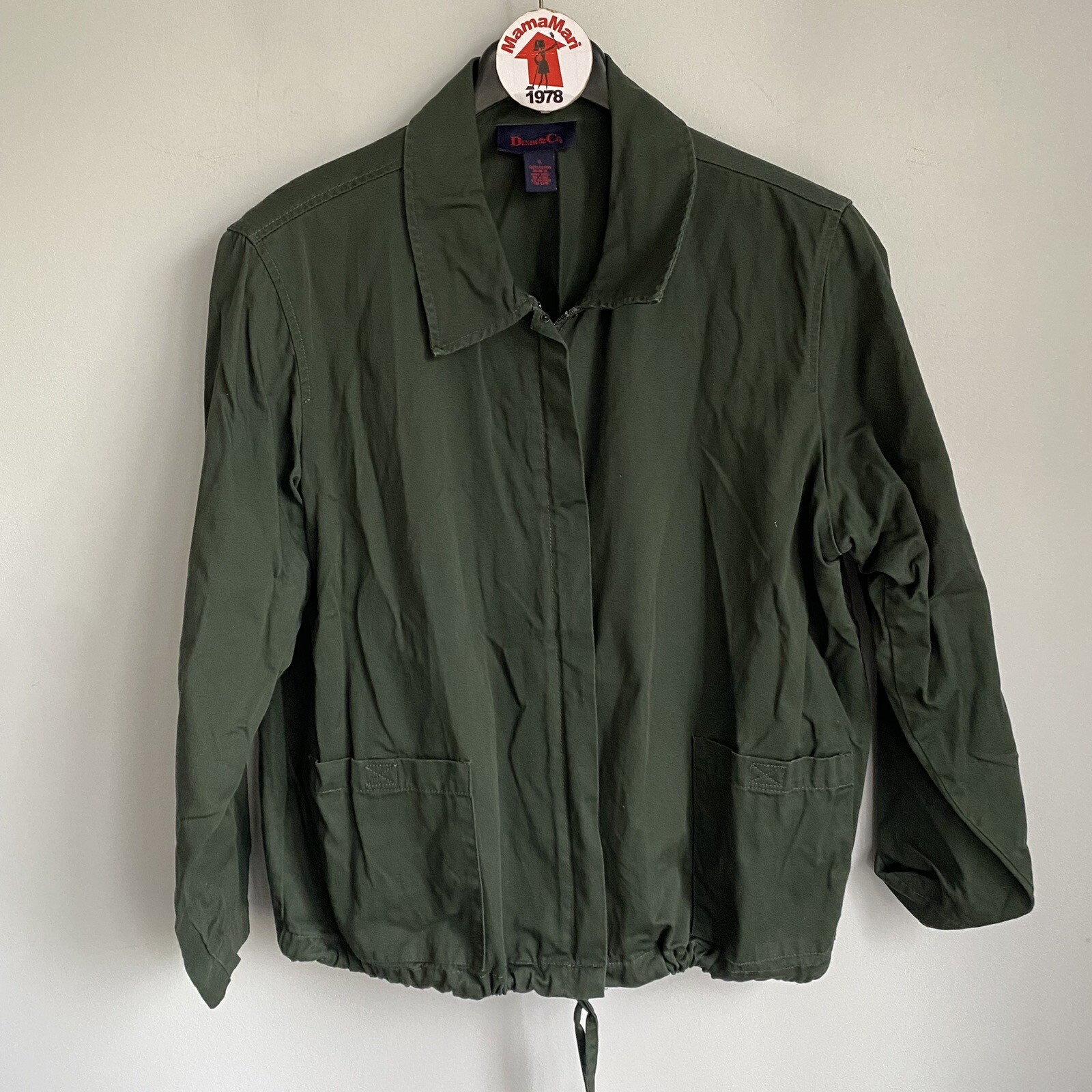 Denim & Co. Olive Green Zip Up Front Utility Jacket Plus Size 1X ...