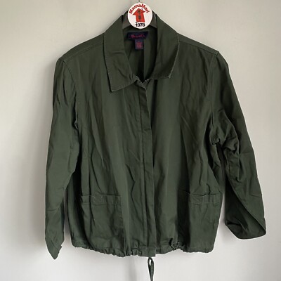 Denim & Co. Olive Green Zip Up Front Utility Jacket Plus Size 1X ...